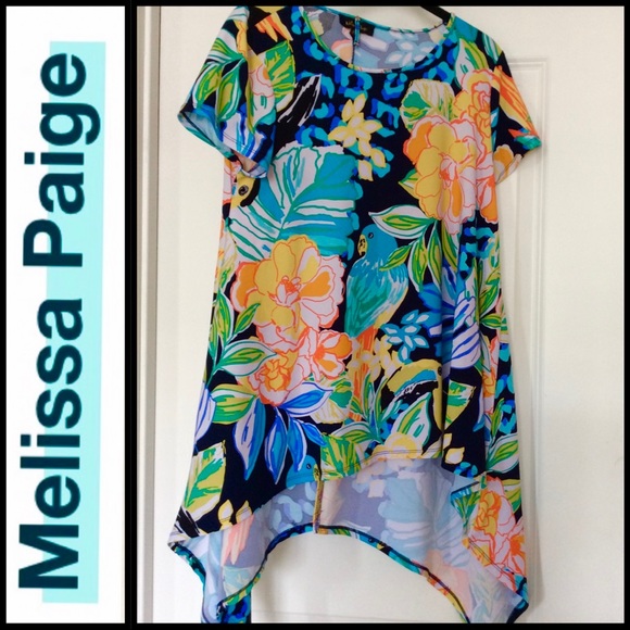 Melissa Paige | Tops | Melissa Paige Asymmetric Parrot Tunic | Poshmark